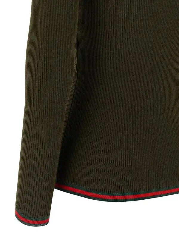 Gucci Nastro Web Ribbed Silk And Cashmere Polo Shirt