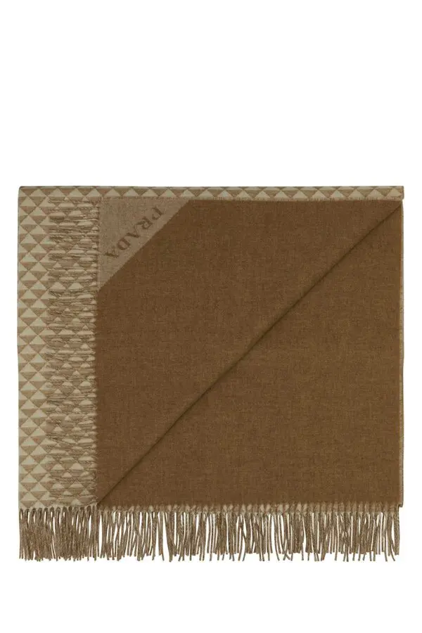 Prada Embroidered Wool Blend Symbole Double Blanket - Multicolor
