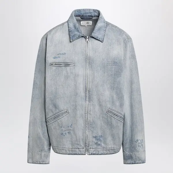 MAISON MARGIELA Washed Zip-up Denim Jacket - Blue