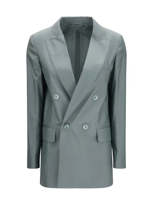 Max Mara Mxmalbata Blazer In Wool And Silk - Green