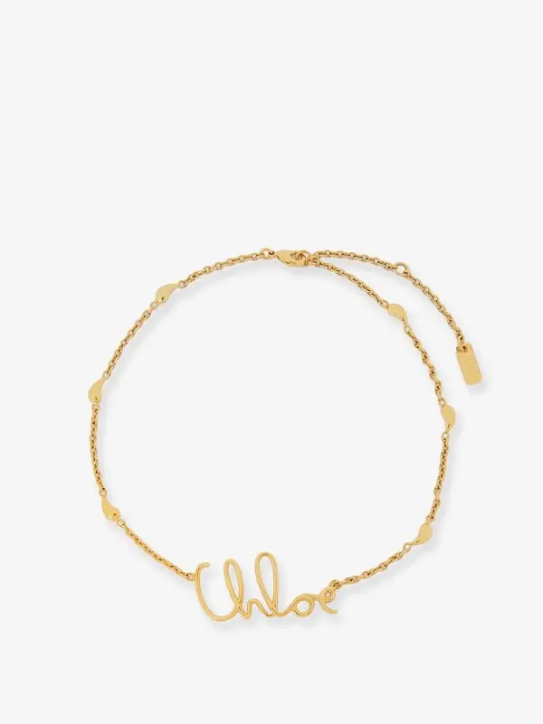Chloé Brass Necklace With Lettering Logo - Multicolor