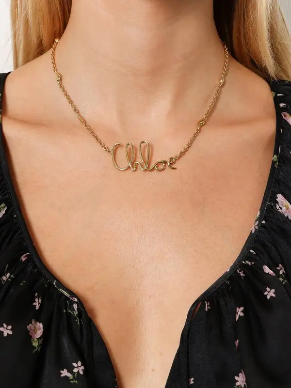 Chloé Brass Necklace With Lettering Logo - Multicolor
