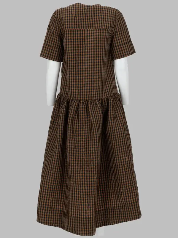 GANNI V-neck Checked Recycled Polyester Dress