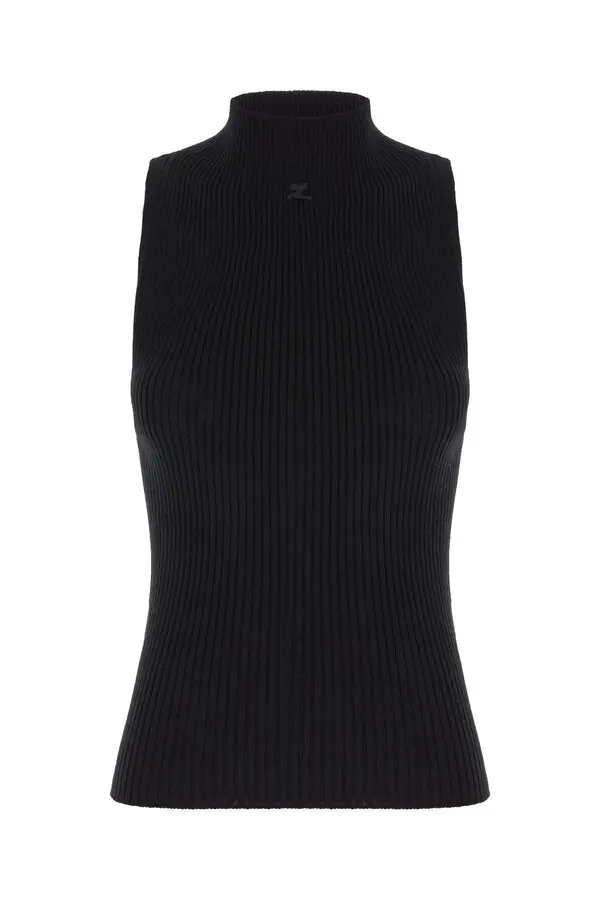 COURREGES Ribbed Knit High Neck Top