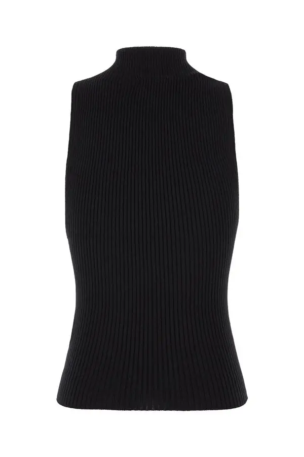 COURREGES Ribbed Knit High Neck Top