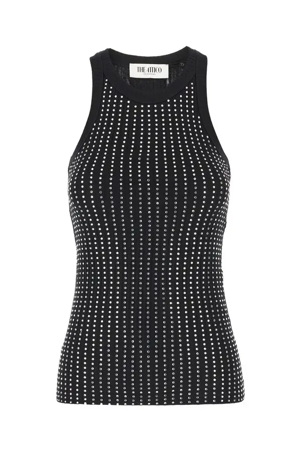 Attico Embellished Ribbed Tank Top - Multicolor