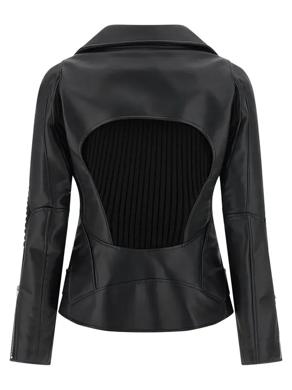 Junya Watanabe Leather-effect Jacket With Knit Inserts