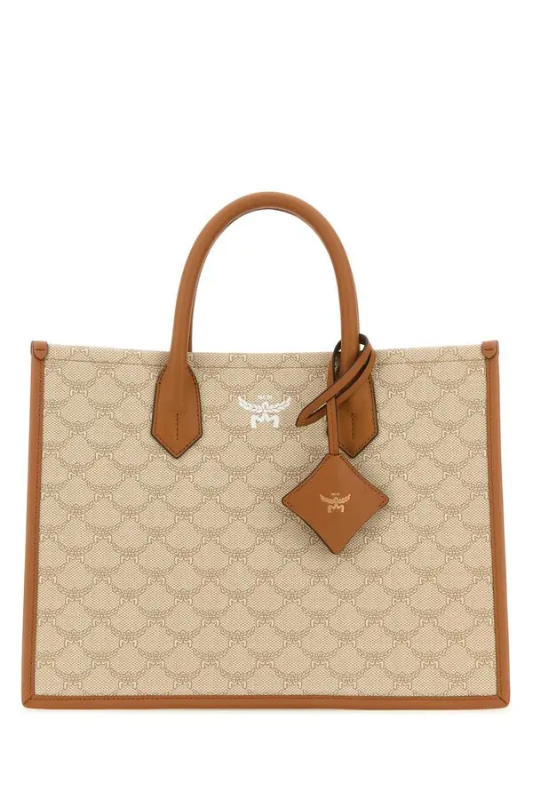 Mcm Printed Canvas Himmel Medium Shopping Bag With Nappa Leather Trim - Multicolor