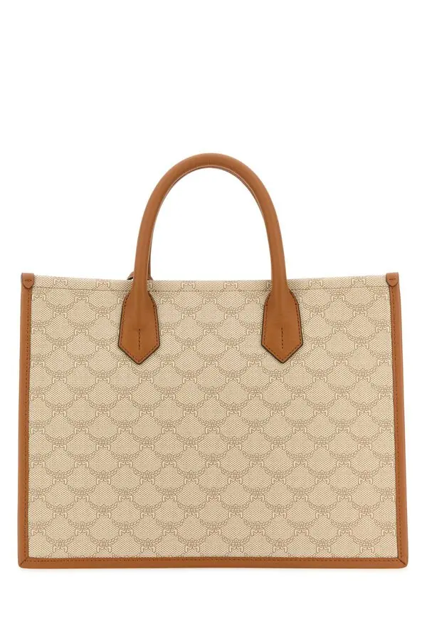 Mcm Printed Canvas Himmel Medium Shopping Bag With Nappa Leather Trim