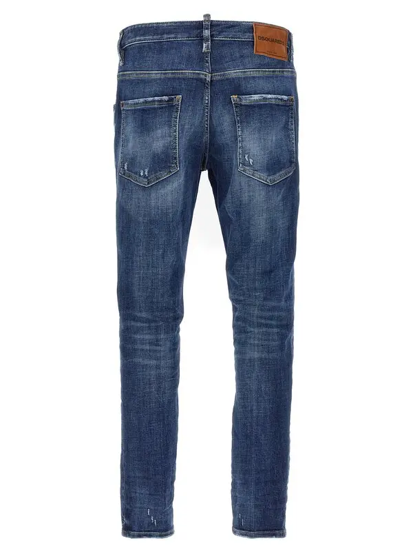 Dsquared2 Skater Jeans In Stretch Cotton Denim - Blue