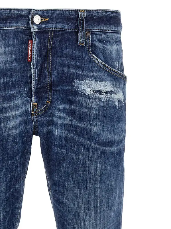 Dsquared2 Skater Jeans In Stretch Cotton Denim - Blue