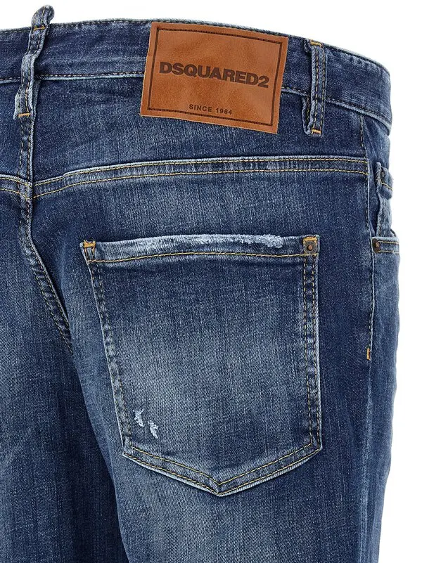 Dsquared2 Skater Jeans In Stretch Cotton Denim - Blue
