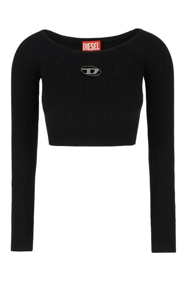 DIESEL® Ribbed Cropped Top With Logo Detail