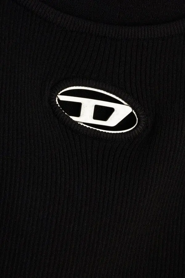 DIESEL® Ribbed Cropped Top With Logo Detail