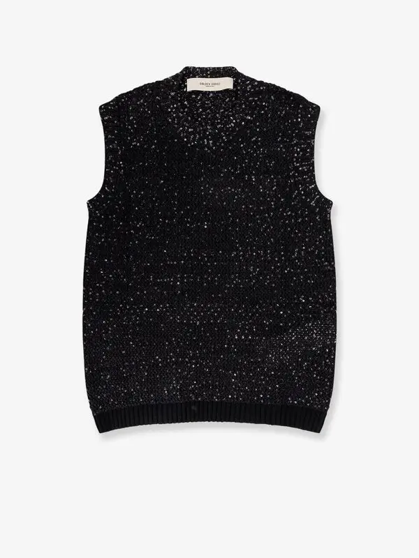 GOLDEN GOOSE Sleeveless Sweater With Sequins - Black