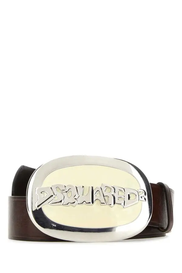 Dsquared2 Leather Belt With Logo Buckle - Brown