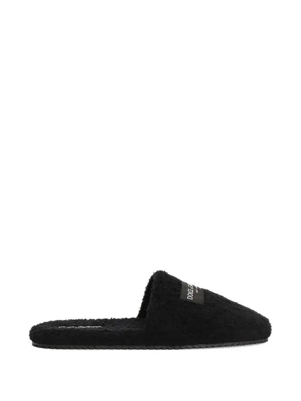 Dolce & Gabbana Logo Terry Slippers - Black