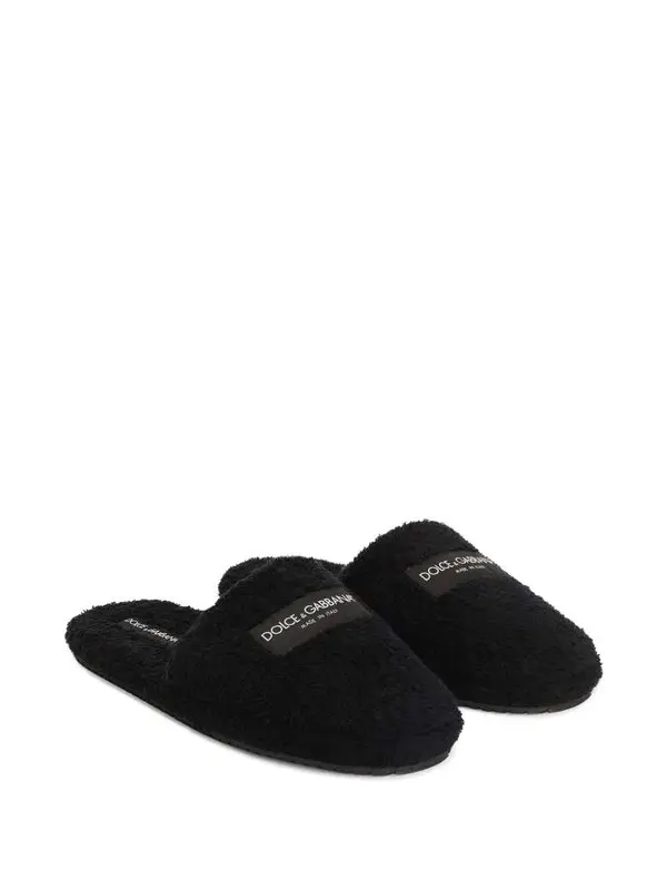 Dolce & Gabbana Logo Terry Slippers - Black