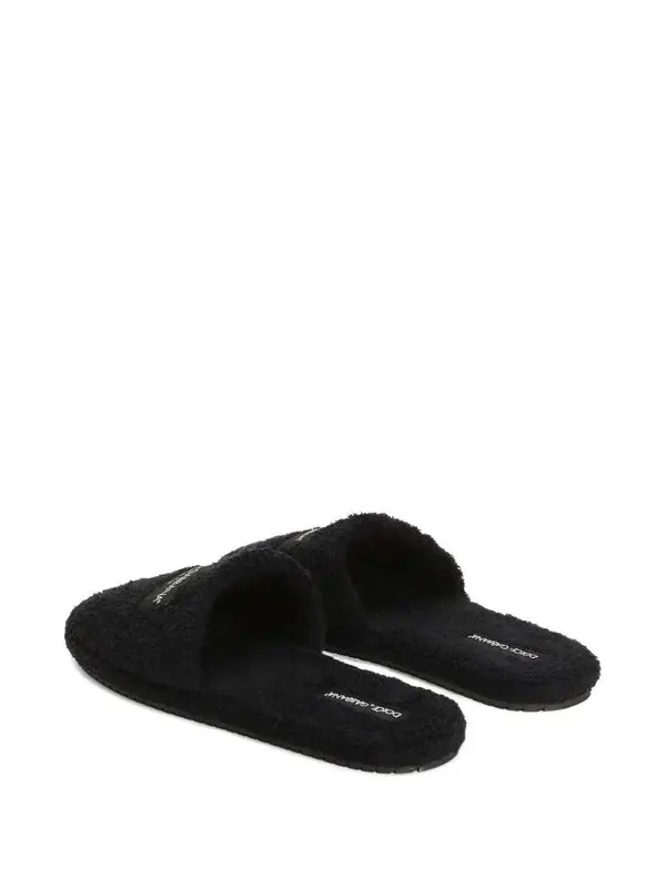 Dolce & Gabbana Logo Terry Slippers - Black