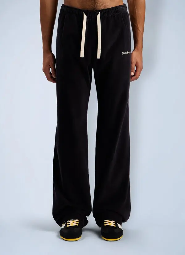 Palm Angels Corduroy Logo Embroidered Travel Pants - Gray