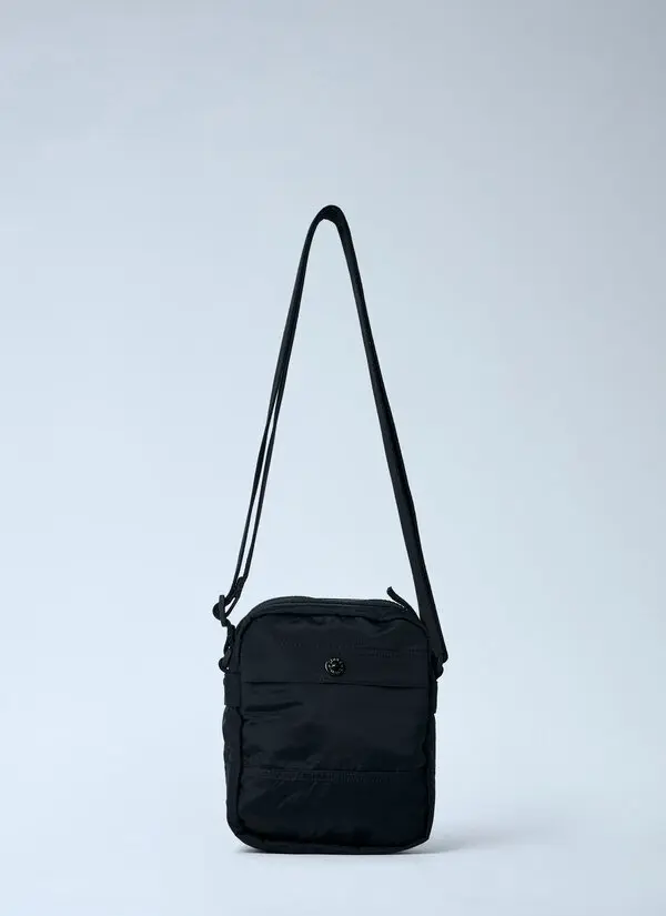 Stone Island Logo Patch Ripstop Nylon Crossbody Bag - Black