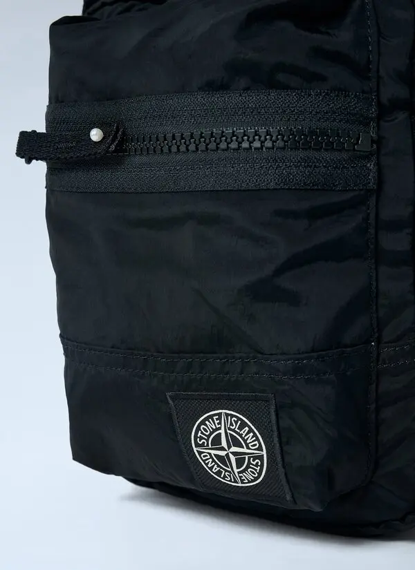 Stone Island Logo Patch Ripstop Nylon Crossbody Bag - Black