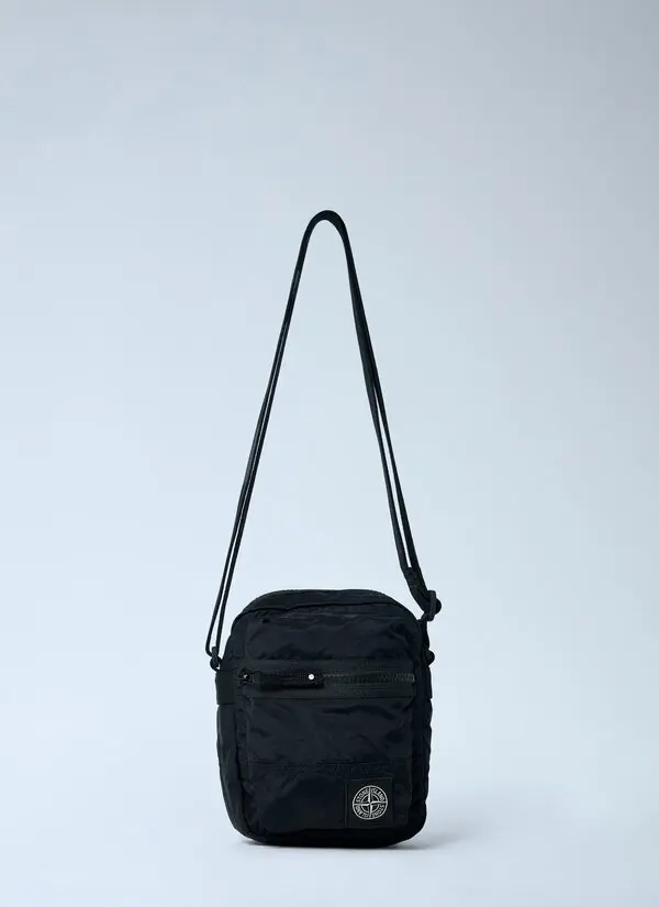 Stone Island Logo Patch Ripstop Nylon Crossbody Bag - Black