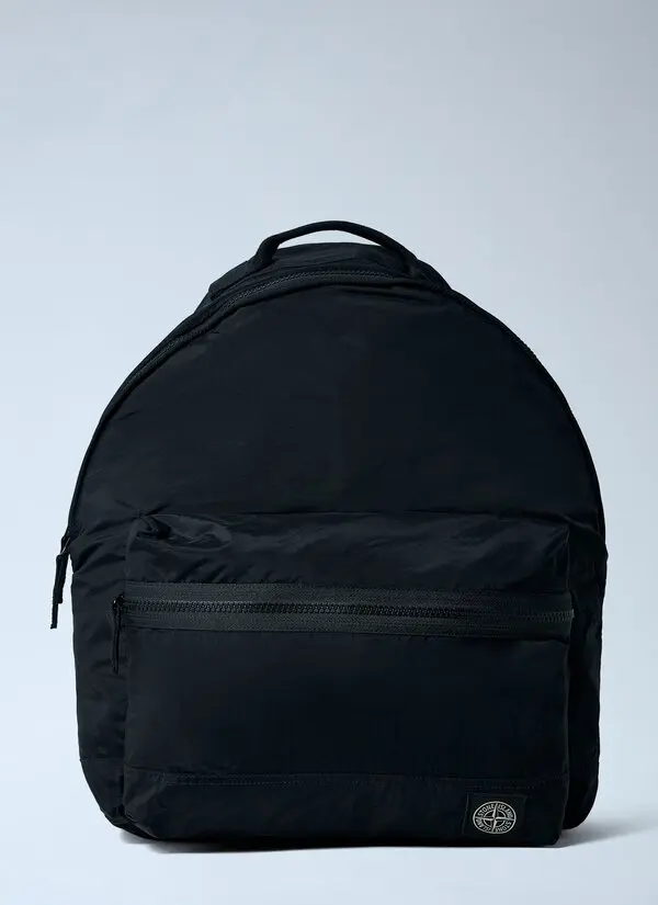 Stone Island Logo Motif Backpack - Black