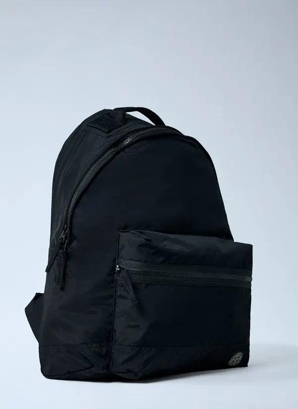 Stone Island Logo Motif Backpack - Black