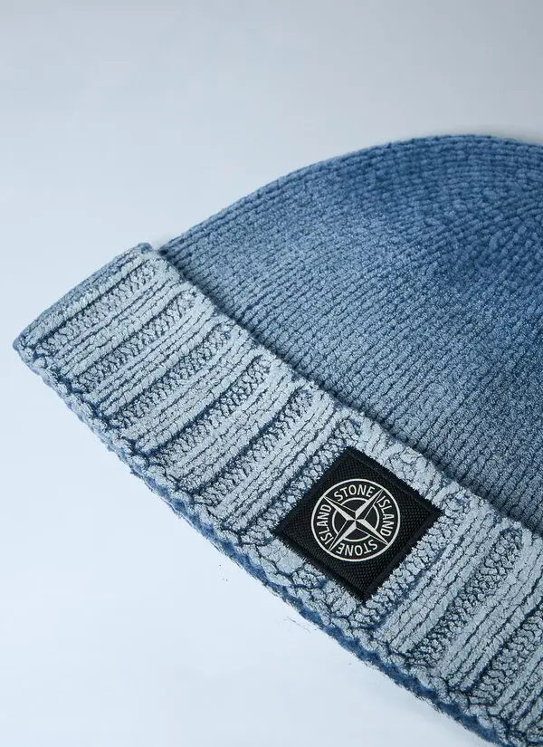 Stone Island Logo Patch Ribbed Beanie