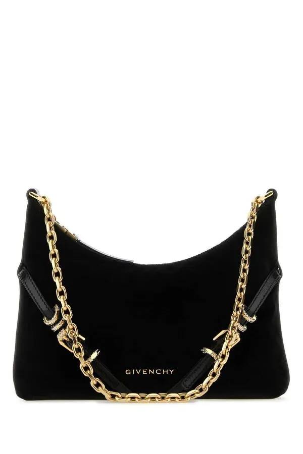 Givenchy Velvet Voyou Party Shoulder Bag With Golden Metal Finishing