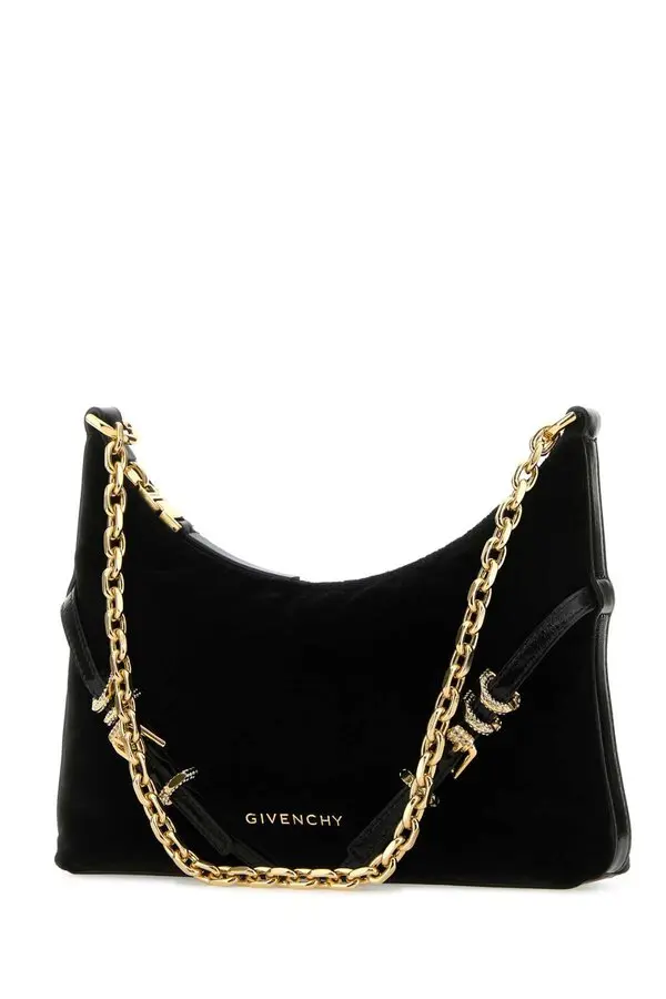 Givenchy Velvet Voyou Party Shoulder Bag With Golden Metal Finishing