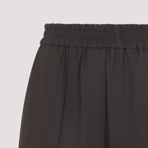 Brunello Cucinelli Wide Leg Stretch Virgin Wool Pants - Brown