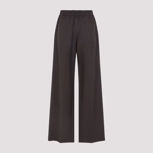 Brunello Cucinelli Wide Leg Stretch Virgin Wool Pants - Brown