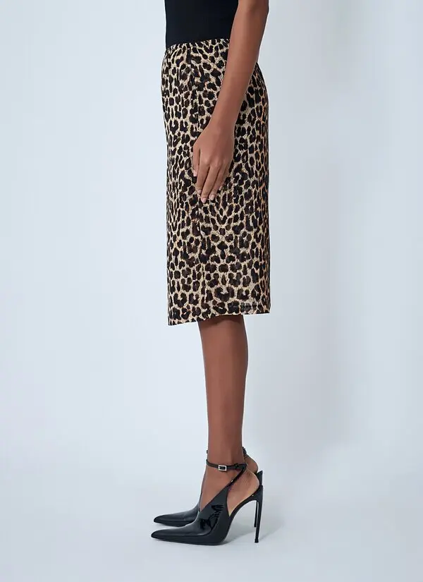 Saint Laurent Leopard Print Midi Skirt