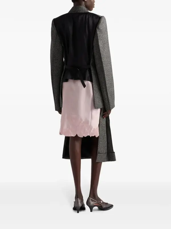 Prada Wool Weave Midi Skirt With Pleat Detailing