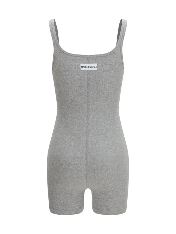MARINE SERRE Moon Logo Ribbed Jersey Short Catsuit