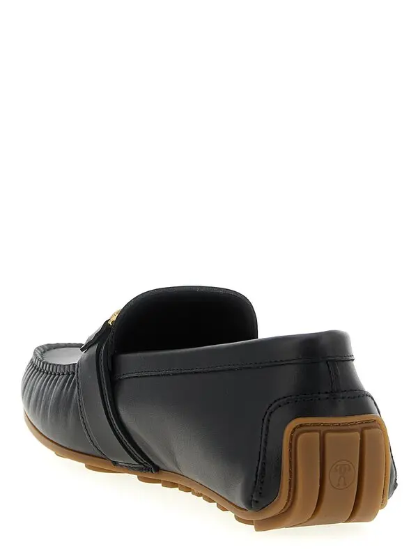 Moschino Leather Penny Loafers With Antiqued Metal Detail