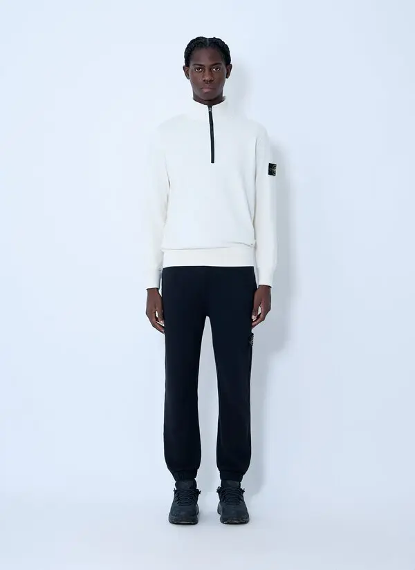 Stone Island Cotton Knit Zip-up Sweater With Compass Patch - Multicolor