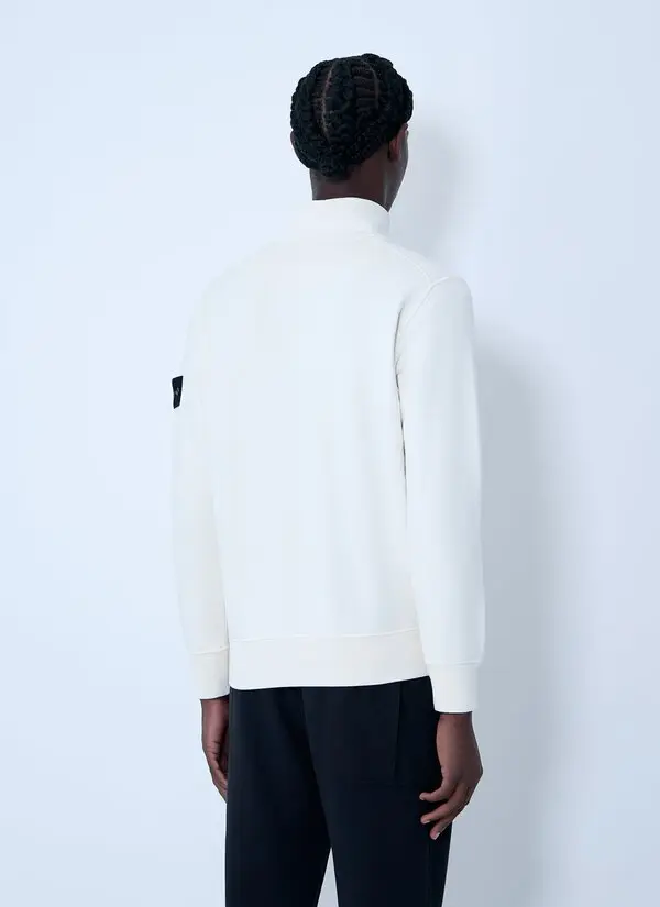 Stone Island Cotton Knit Zip-up Sweater With Compass Patch - Multicolor