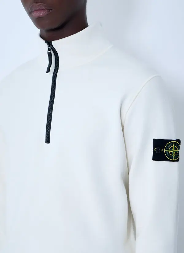 Stone Island Cotton Knit Zip-up Sweater With Compass Patch - Multicolor