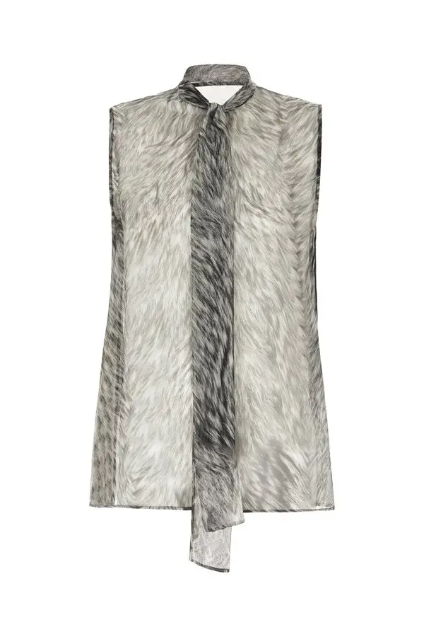 Dolce & Gabbana Printed Sleeveless Top With Tie Detail - Multicolor