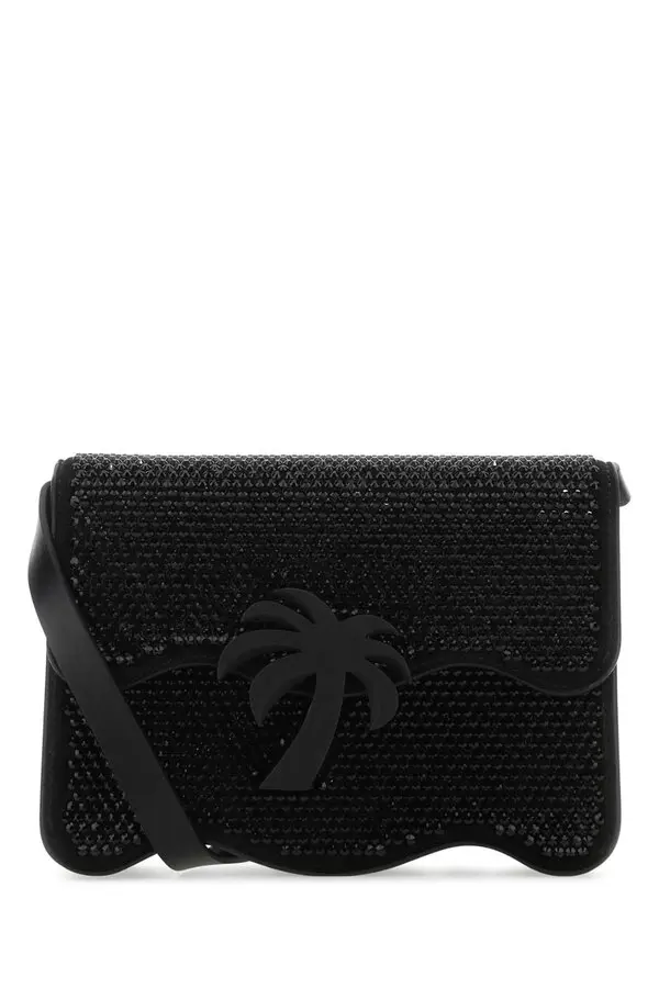 Palm Angels Embellished Suede Crossbody Bag - Black