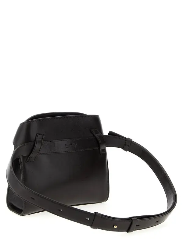 FERRAGAMO Leather Belt Bag With Gancini Buckle Decoration - Brown