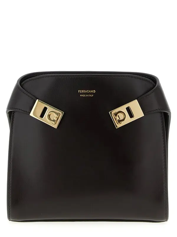 FERRAGAMO Leather Belt Bag With Gancini Buckle Decoration - Brown