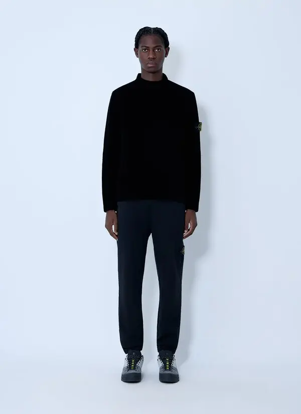 Stone Island Compass Patch Cotton Knit Sweater - Black