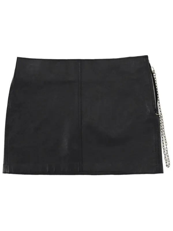Alexander Wang Leather Mini Skirt With Chain Detail - Black