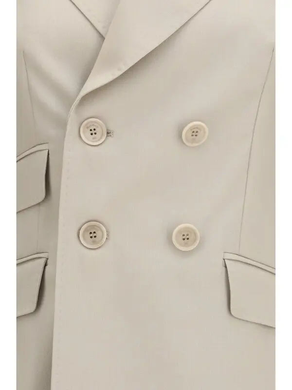 Max Mara Wool, Mohair, And Silk Double-breasted Blazer - Cream