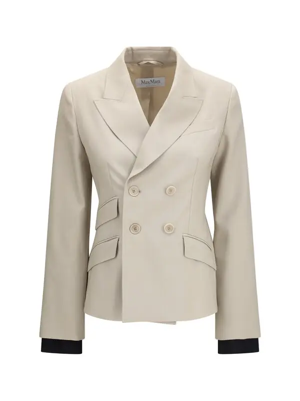Max Mara Wool, Mohair, And Silk Double-breasted Blazer - Cream