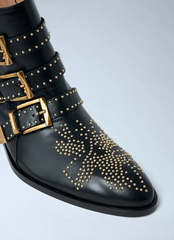 Chloé Susanna Studded Buckled Ankle Boots - Black